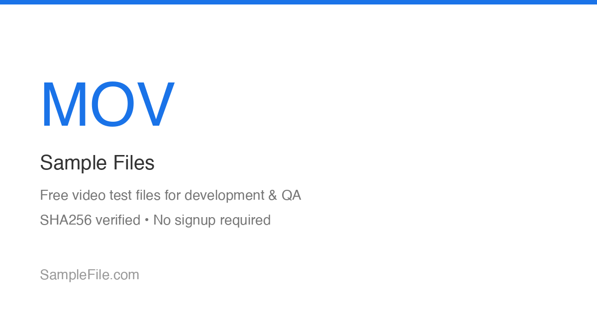 MOV Sample Files - Verified Test Assets | SampleFile.com